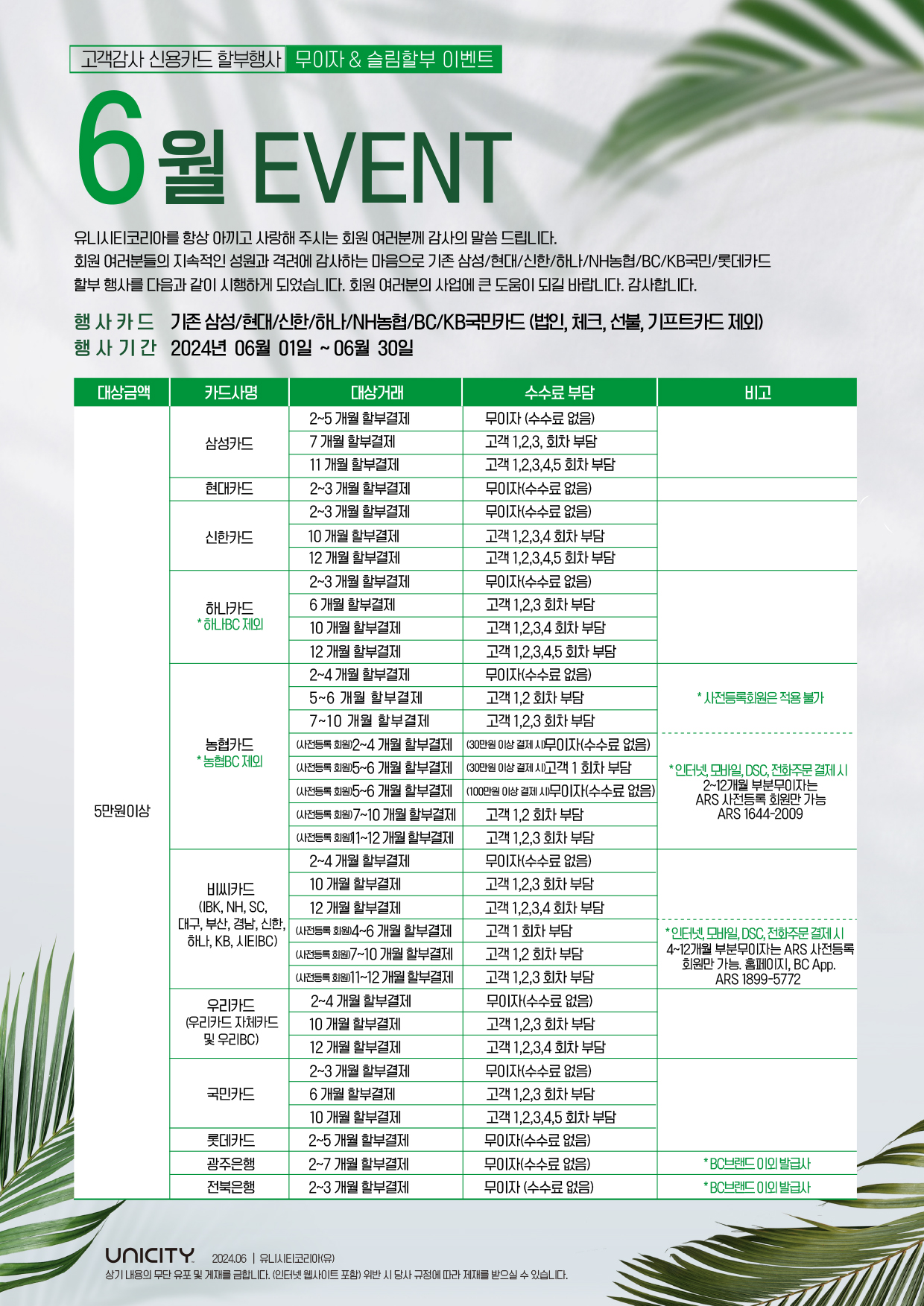 2024년 6월 할부행사 공지 | Unicity